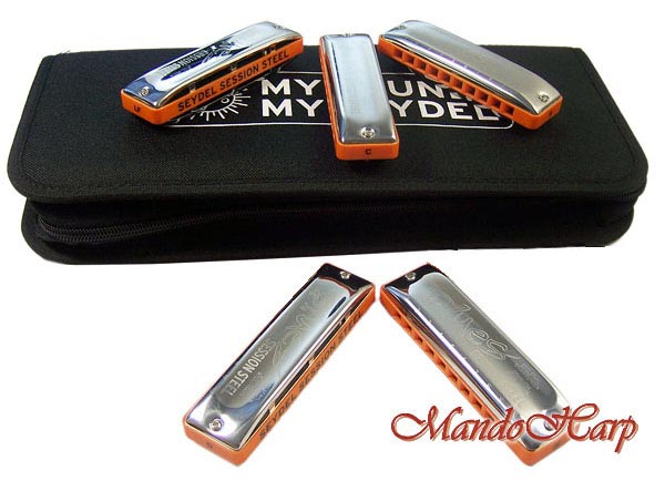 MandoHarp - Seydel Harmonicas - 10316 Blues Session Steel 5 Harmonica Set