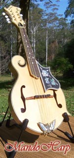 MandoHarp - 'Old Hickory' Blonde F5-Style Mandolin with Inlaid ...